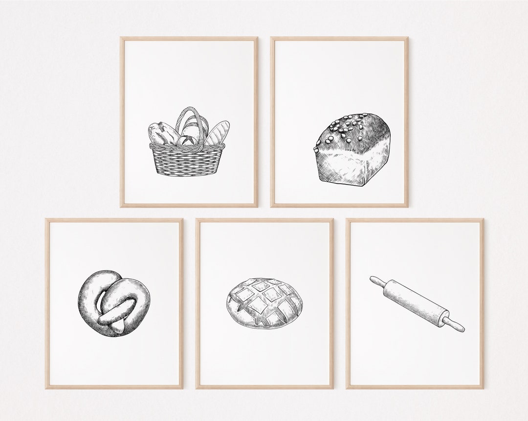 5 Bakery Wall Art/bread Printable Poster/baking Print/kitchen Wall ...