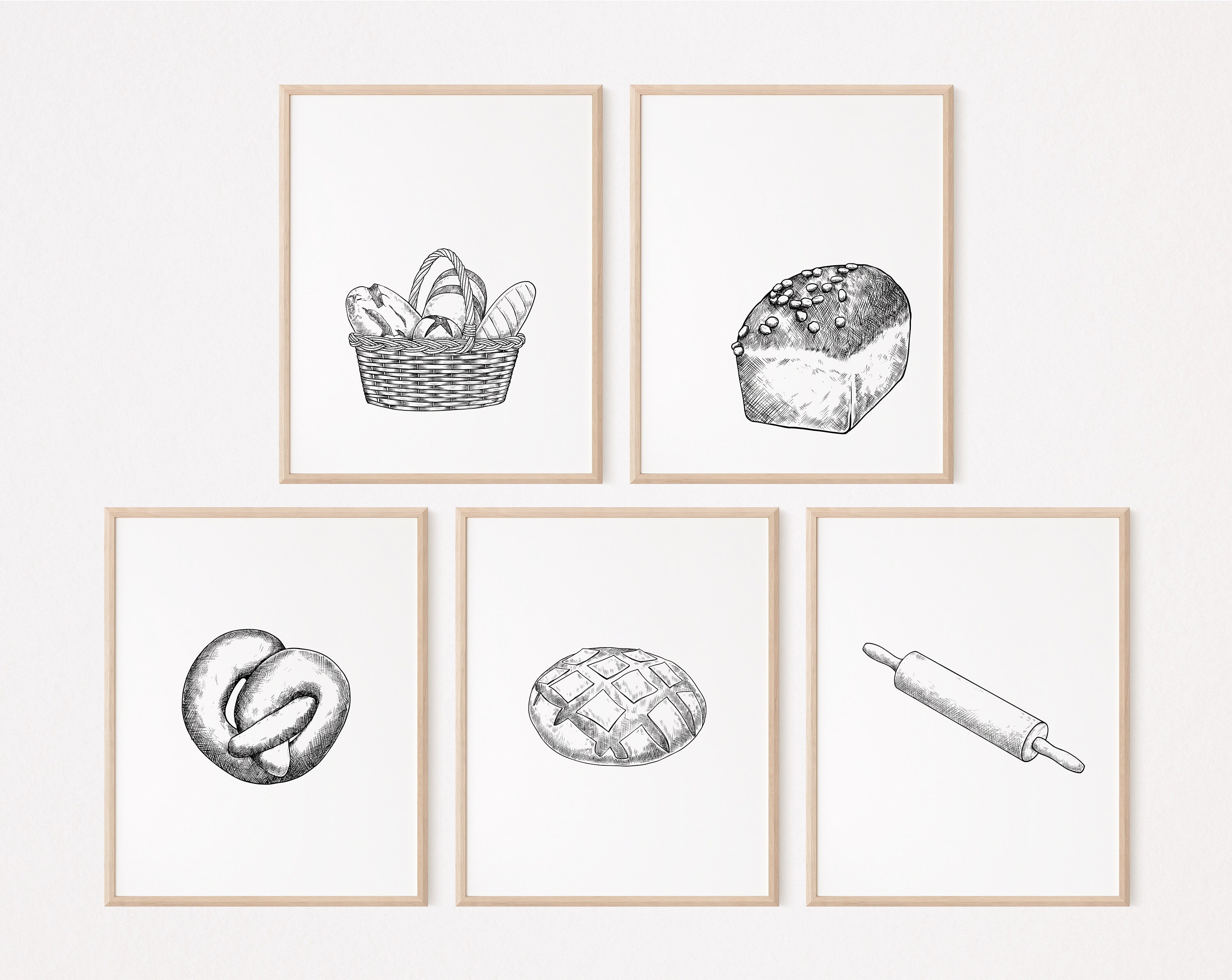 5 Bakery Wall Art/bread Printable Poster/baking Print/kitchen - Etsy