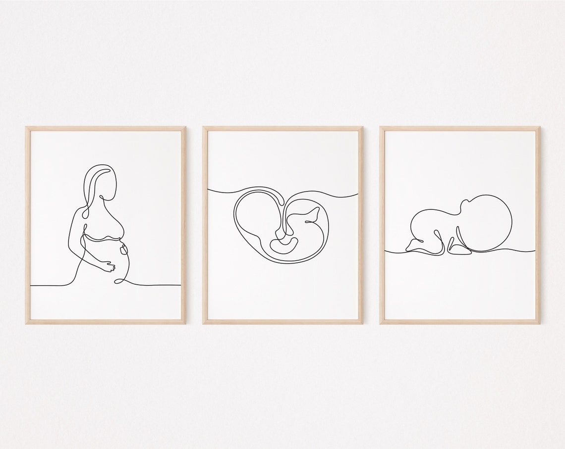 3 Pregnancy Woman Wall Art Print/baby and Mom Poster/mum Gift/mother ...