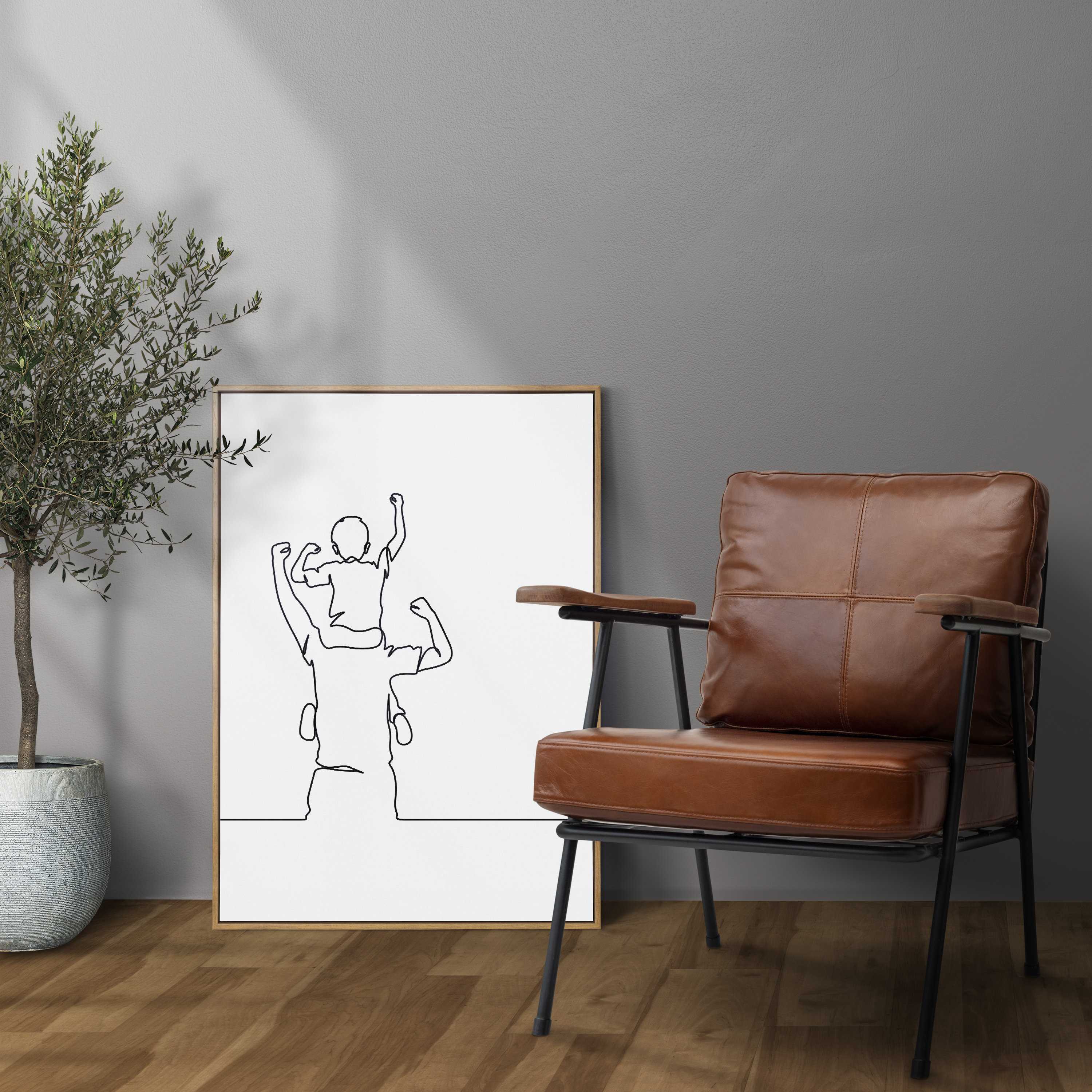 2 Dad and Son Line Art Drawing/wall Art Printable/gifts to Daddy/father ...