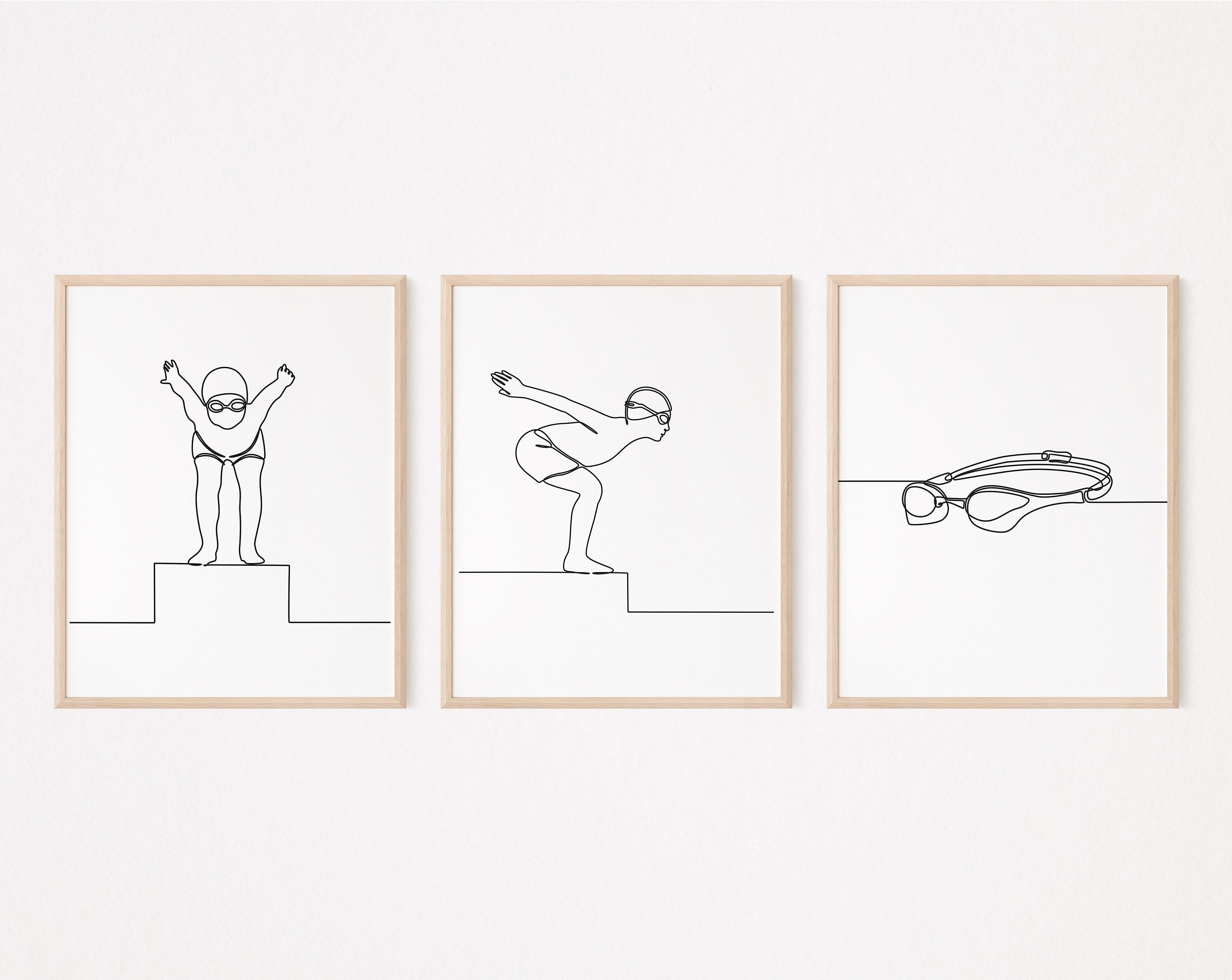 3 Kids Swimming Posters/swimmer Wall Art/water Sports Print/printable ...