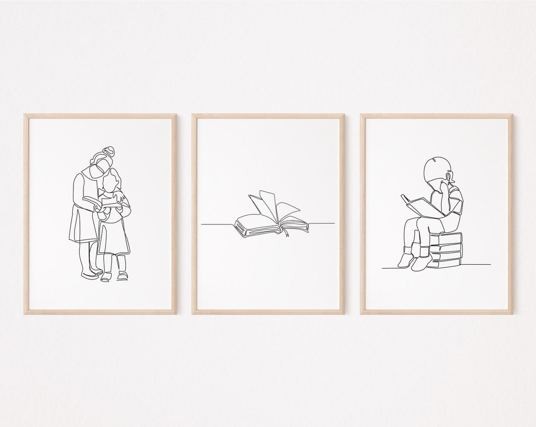 3 Reading Posters/library Wall Art/children Wall Decor/kids Reading ...