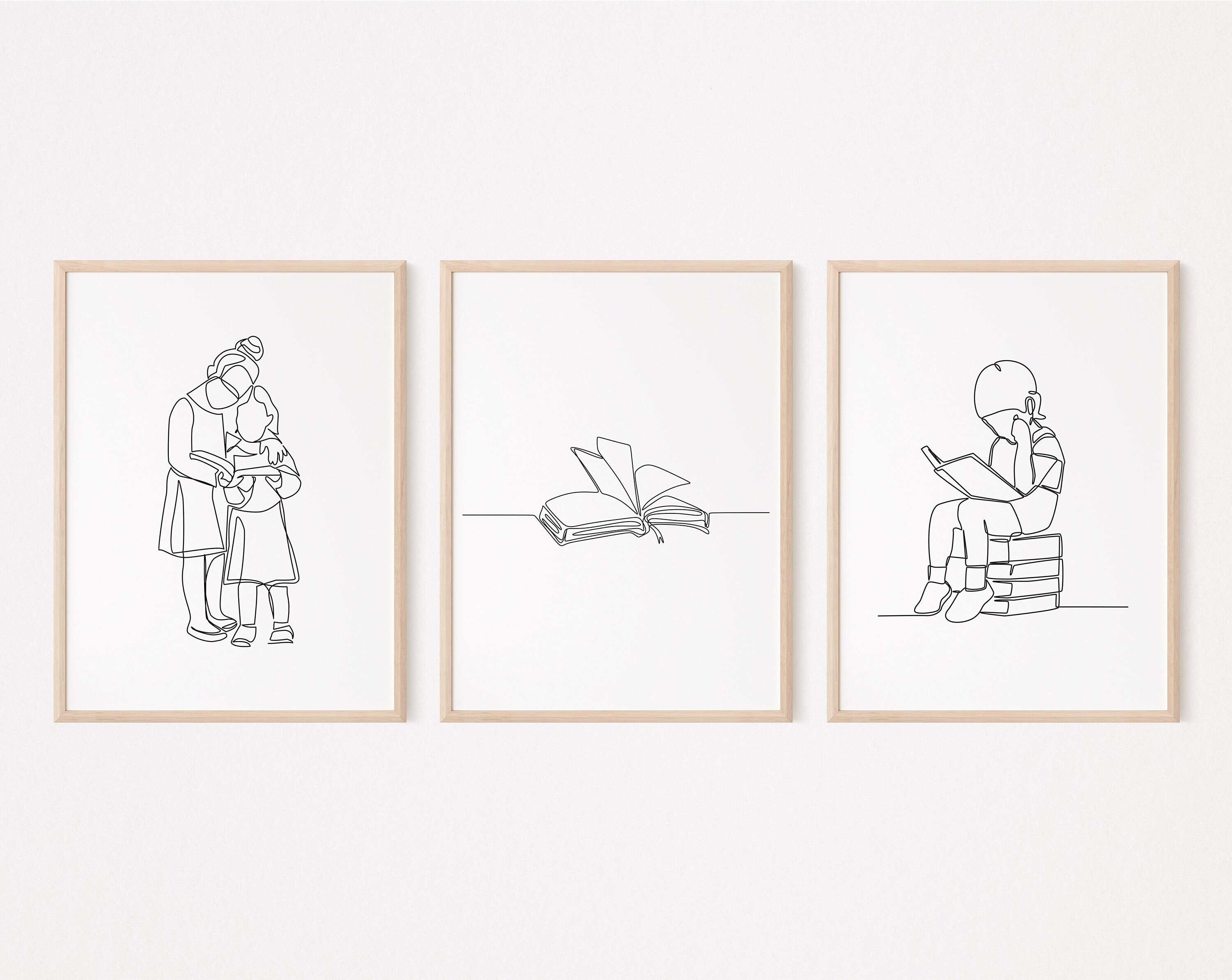 3 Reading Posters/library Wall Art/children Wall Decor/kids Reading ...