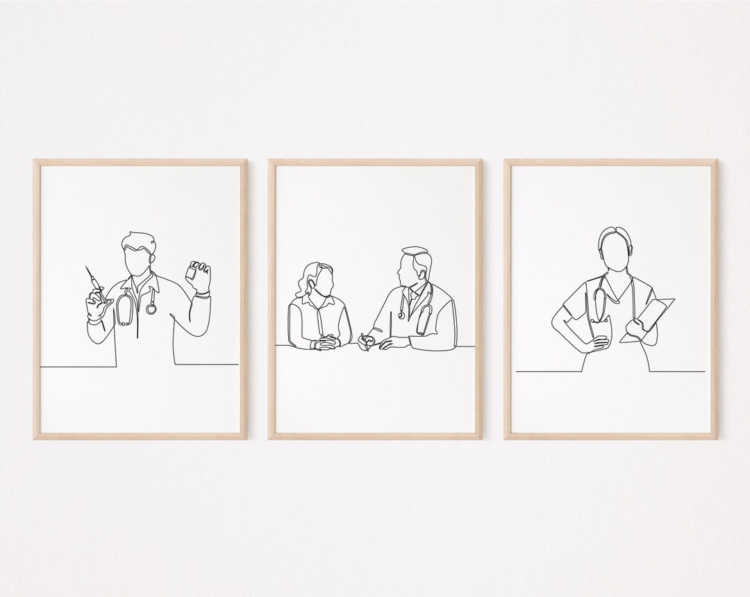 3 Clinic Posters/male Doctor Wall Art/medical School Wall Decor/health ...
