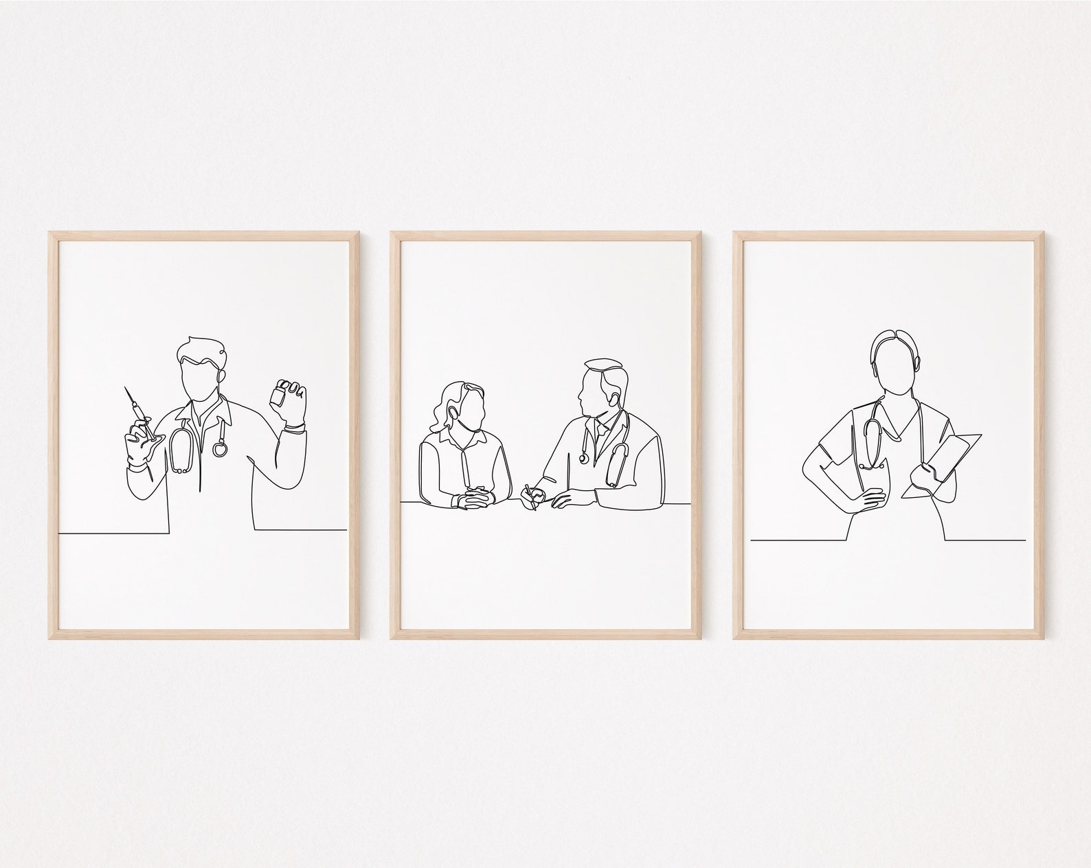 3 Clinic Posters/male Doctor Wall Art/medical School Wall Decor/health ...