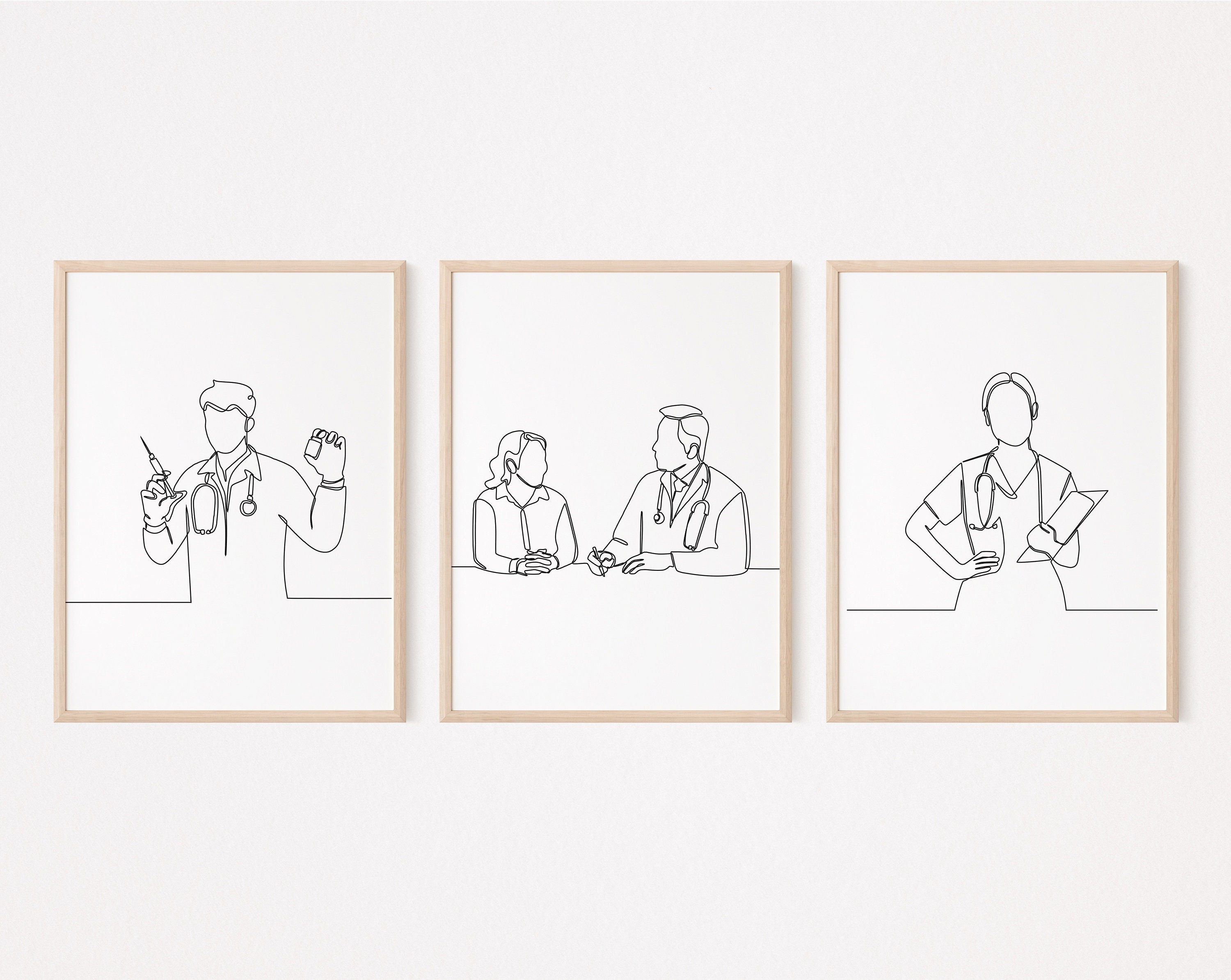 3 Clinic Posters/male Doctor Wall Art/medical School Wall Decor/health ...