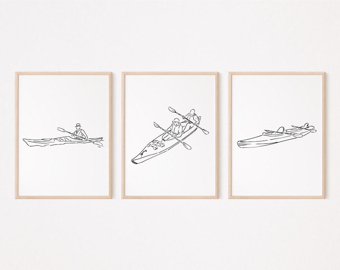 3 Kayak Poster/kayaking Wall Art/canoe Print/canoeing Printable/wall ...