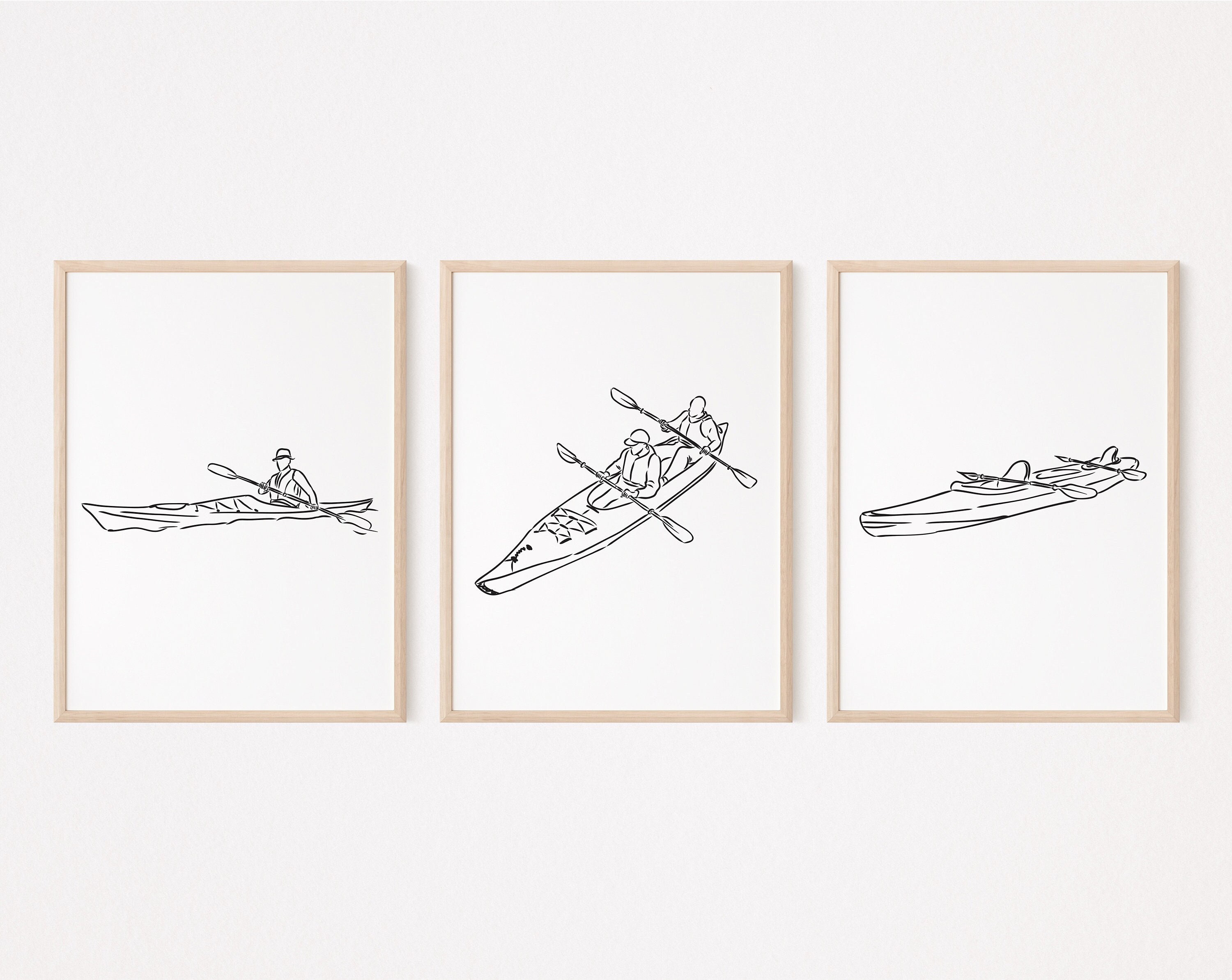 3 Kayak Poster/kayaking Wall Art/canoe Print/canoeing Printable/wall ...