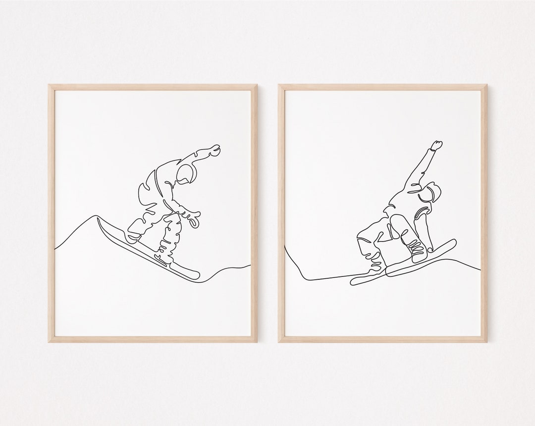 2 Snowboarding Poster/snowboard Wall Art Set/snowboarder Wall Decor/ski ...