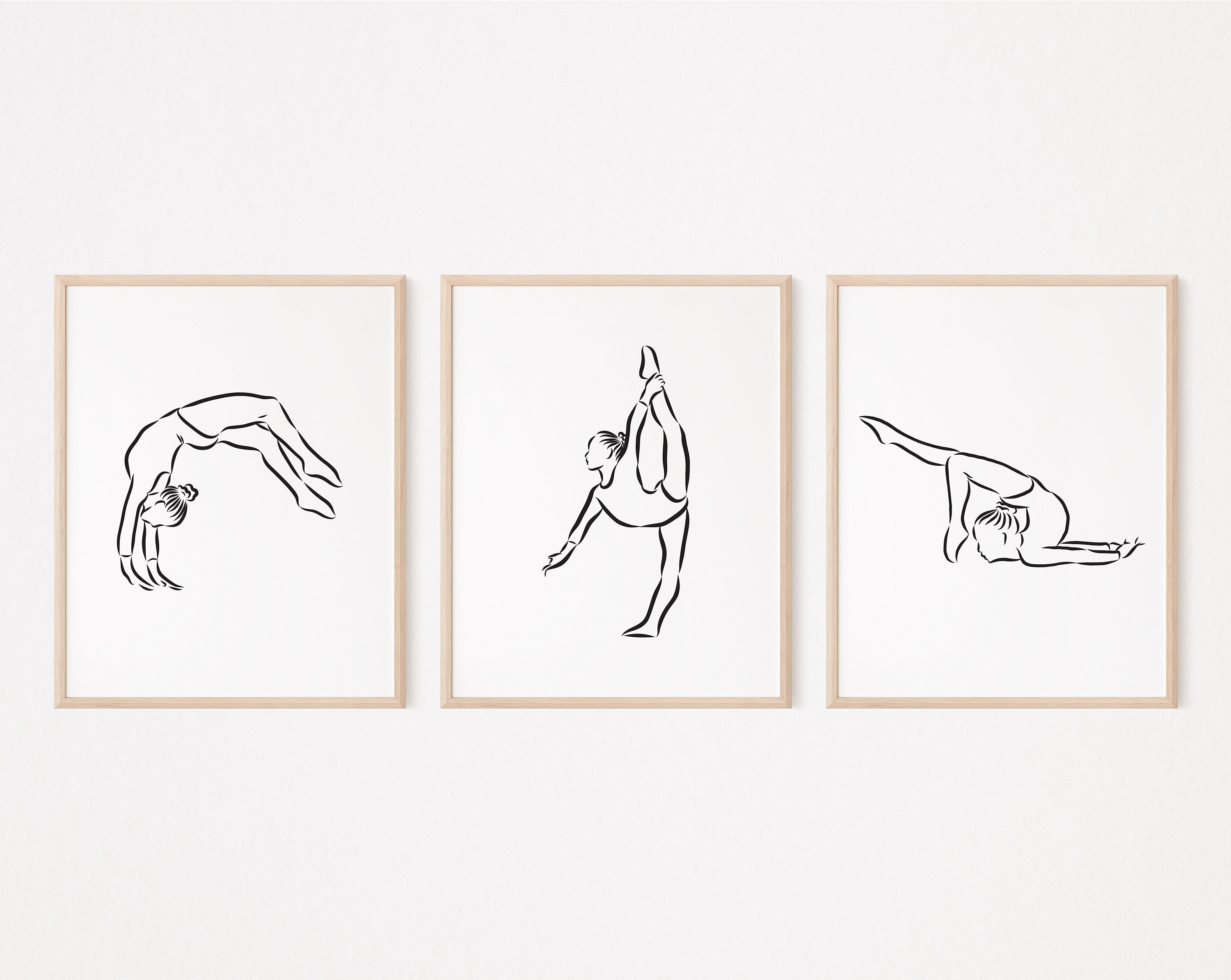 3 Girl Gymnastics Wall Art Printable/gymnasts Poster/wall Decor Print ...