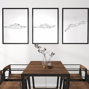 3 Swimming Posters/swimmer Wall Art/water Sports Print/printable/gift ...
