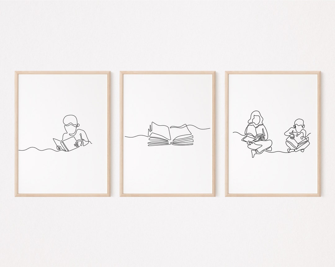 3 Reading Posters/library Wall Art/children Wall Decor/kids Reading ...