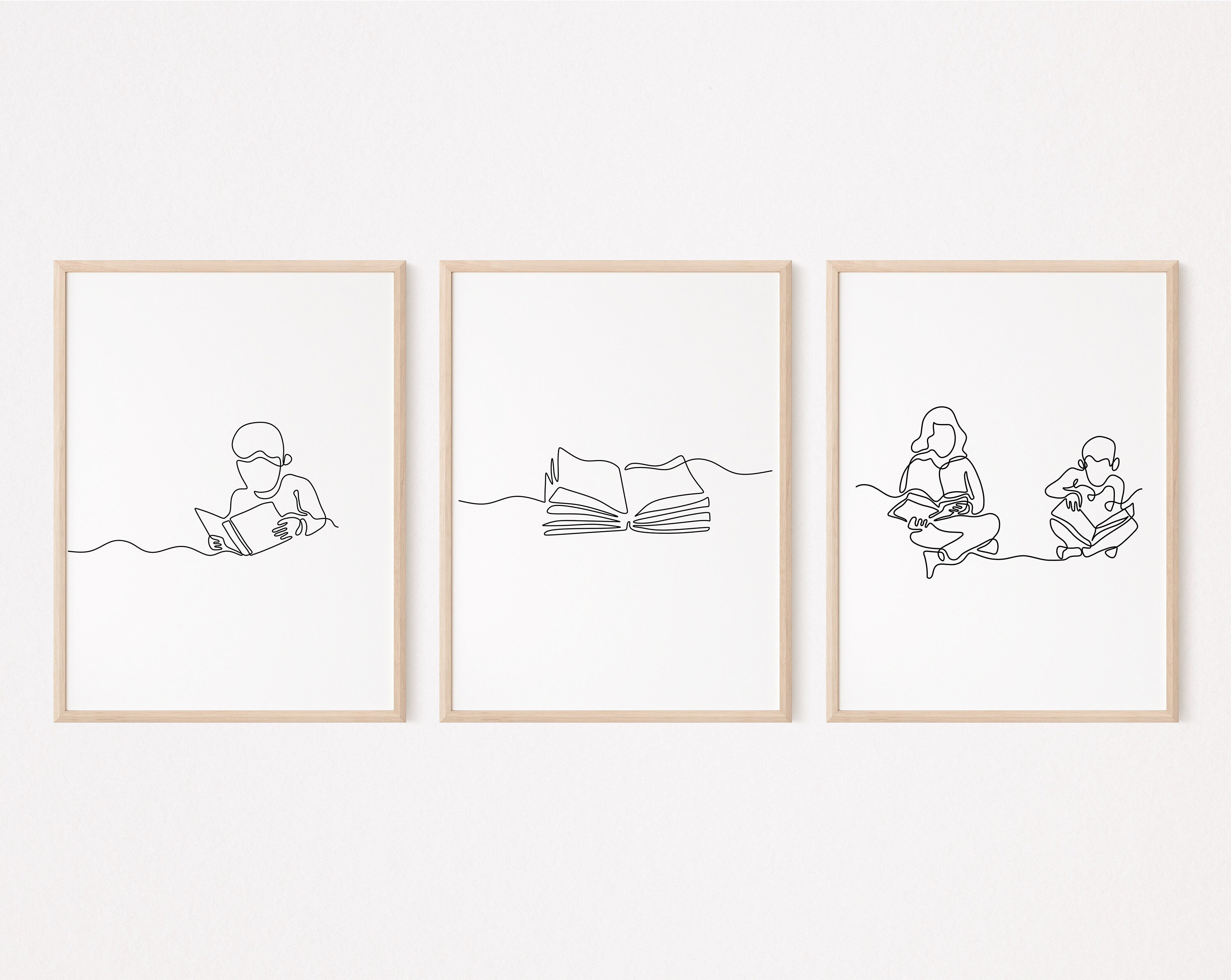 3 Reading Posters/library Wall Art/children Wall Decor/kids Reading ...