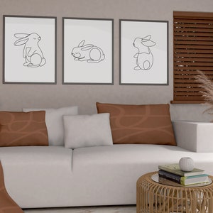 Rabbit Wall Art Printable/bunny Print/poster/nursery Wall Decor/line ...