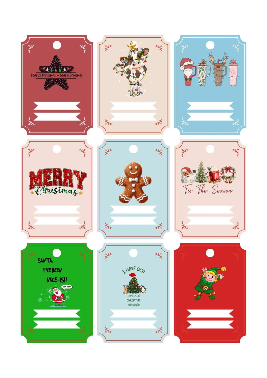 Funny Christmas Gift Tags Set | Festive Holiday Designs (instant ...