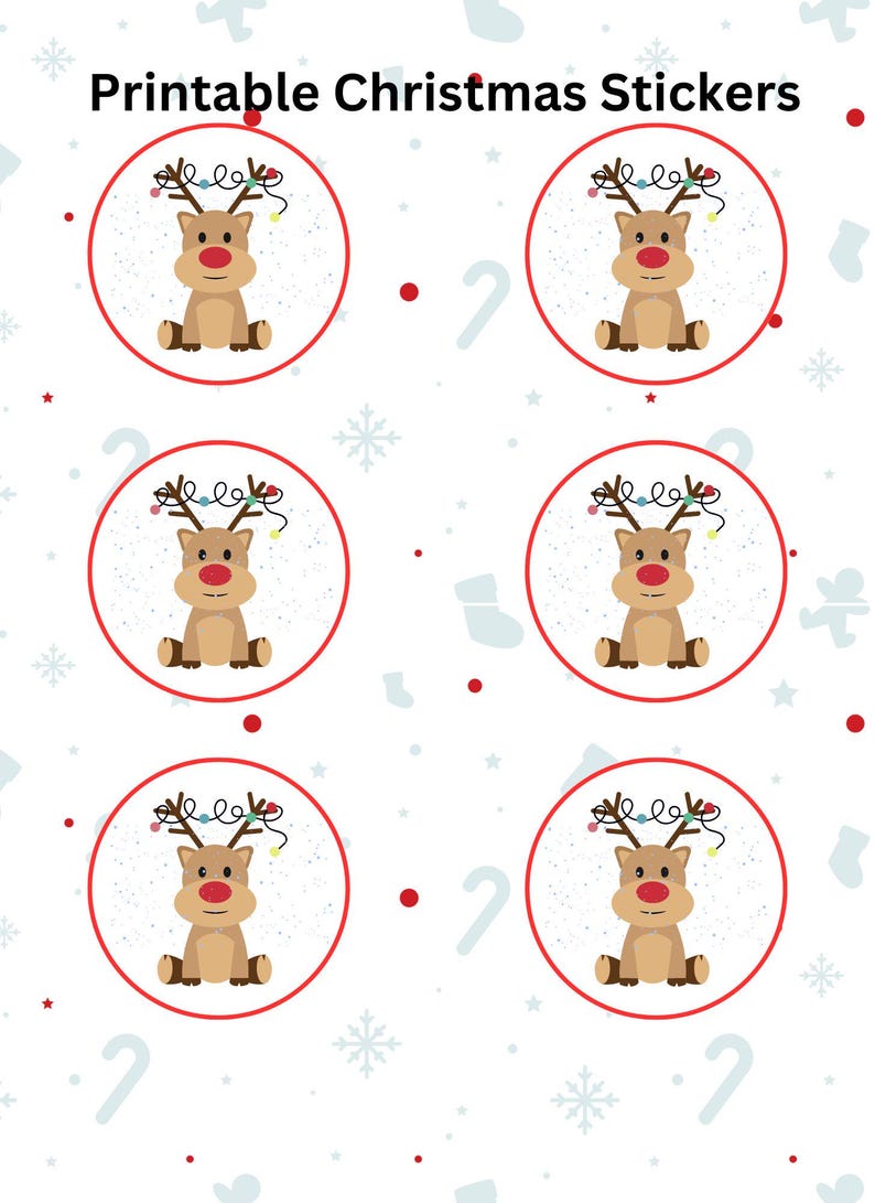 Happy Holidays Sticker, Digital Download, Cute Reindeer, Festive ...