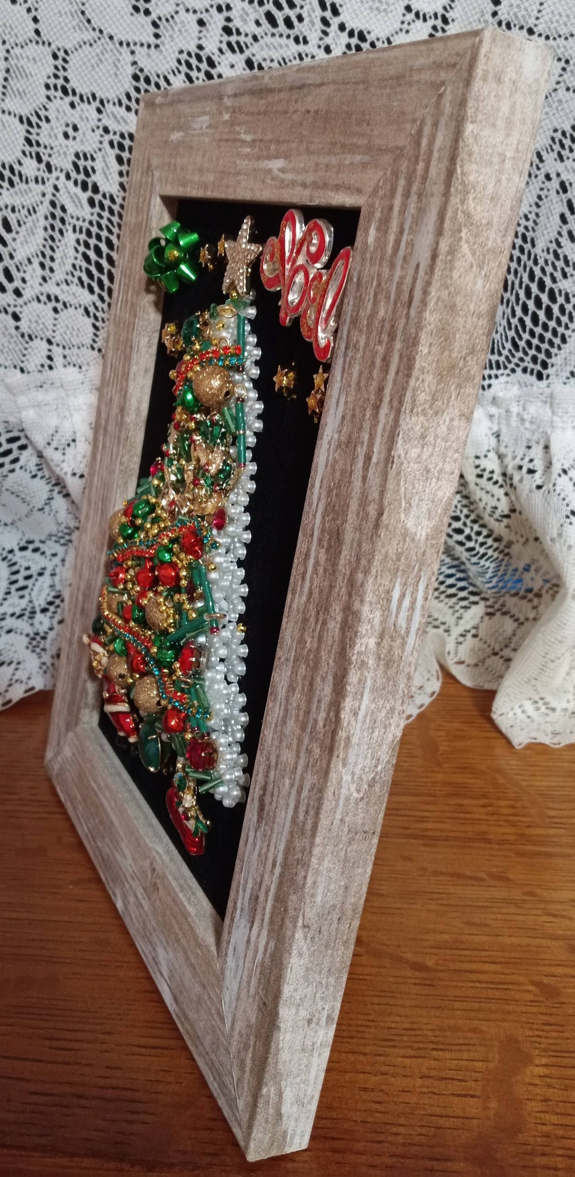 Christmas Tree Framed Jewelry Art One of a Kind Gift Unique - Etsy
