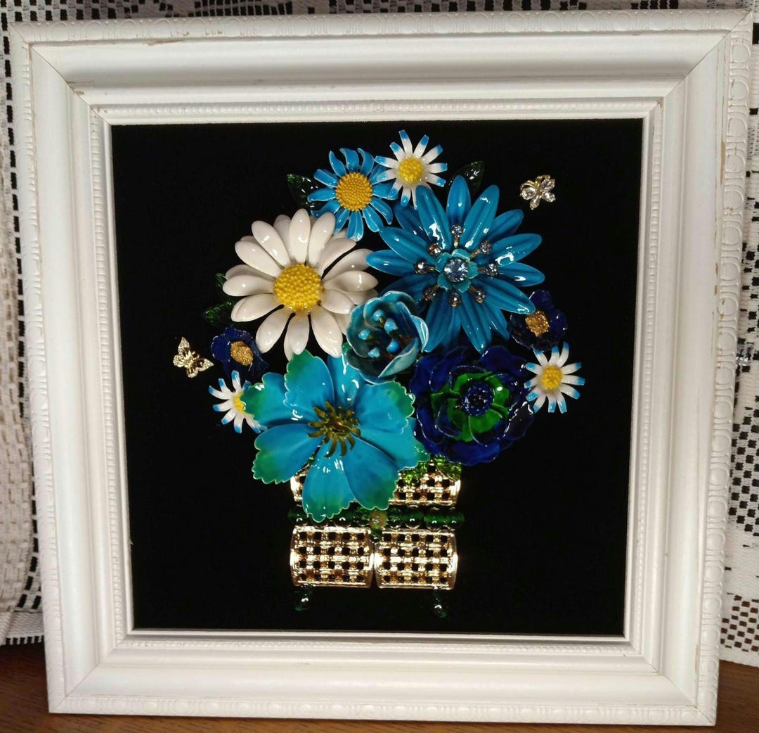 Vintage Floral Jewelry Collage Art: Framed Keepsake Decor - Etsy