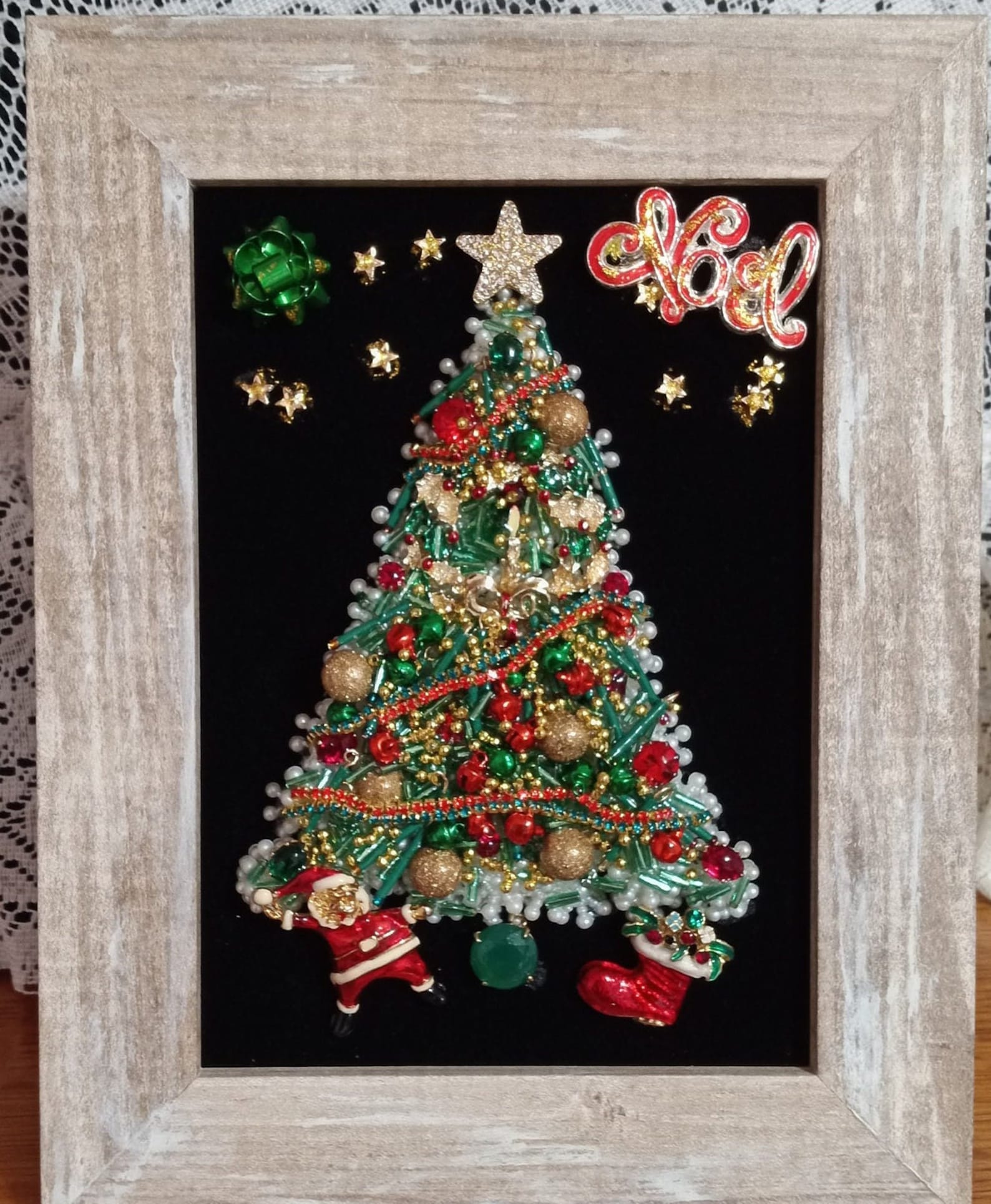 Christmas Tree Framed Jewelry Art One of a Kind Gift Unique - Etsy
