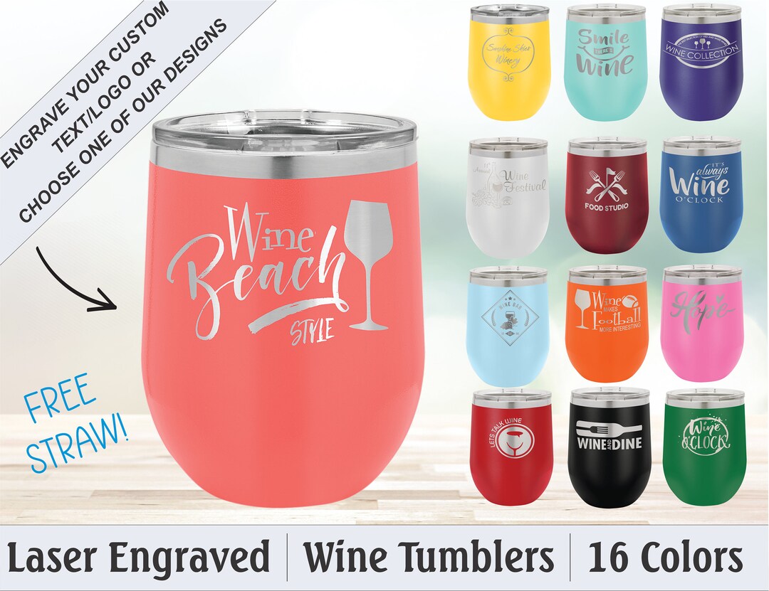 Wine Tumbler With Straw Personalized Wine Tumbler Custom Wine - Etsy