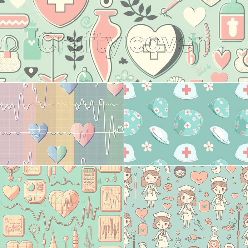 Seamless Pattern Medical Field, Scrapbook Paper, Digital Download ...