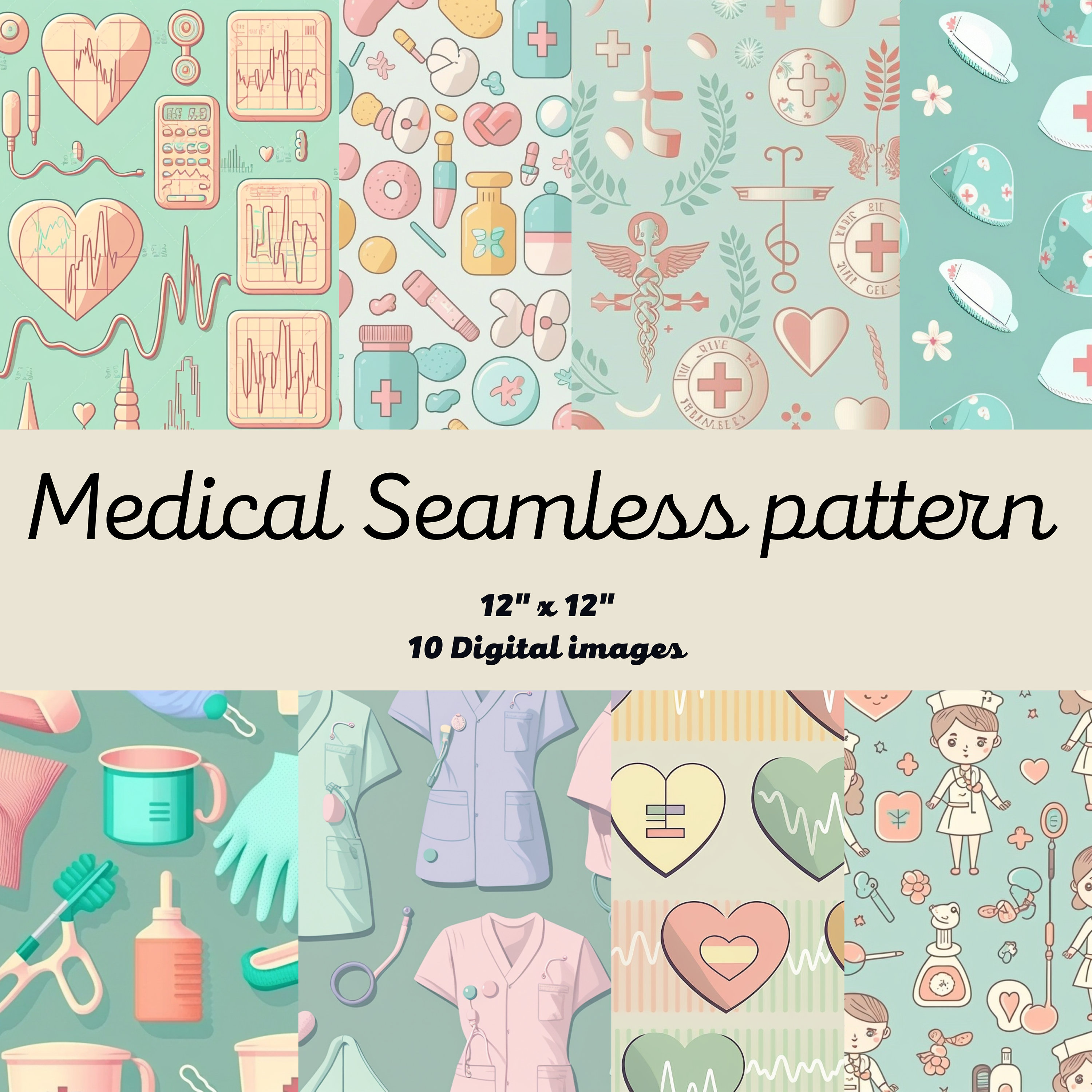 Seamless Pattern Medical Field, Scrapbook Paper, Digital Download, Printable Papers, Medical ...