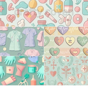 Seamless Pattern Medical Field, Scrapbook Paper, Digital Download ...