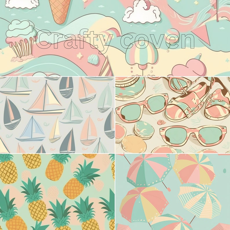 Summer Vibes Seamless Pattern. Printable Patterns, Scrapbook Paper ...