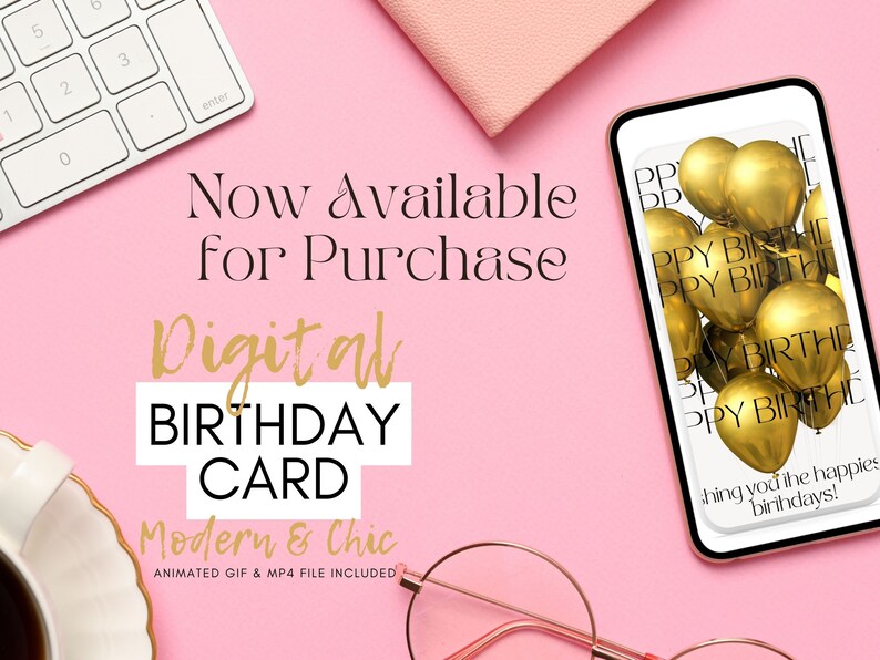 Animated Birthday Ecard: Modern Digital Greeting (JPG & MP4) - Etsy
