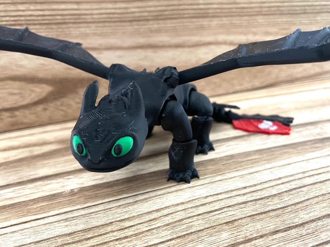 Black Night Dragon and White Light Dragon Set, 3D Printed Flexible ...