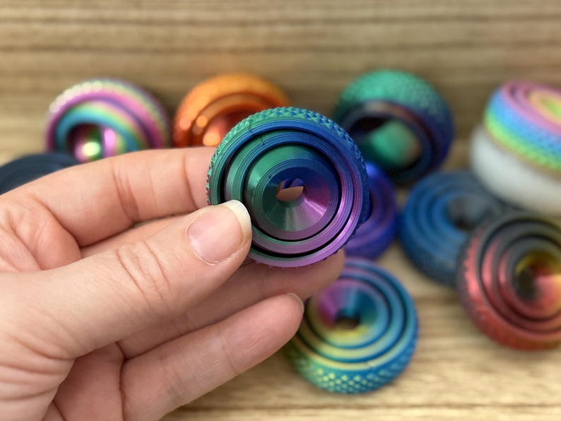 3D Printed Fidget Gyro Spinner, Custom Color Iridescent Dual or Tri ...