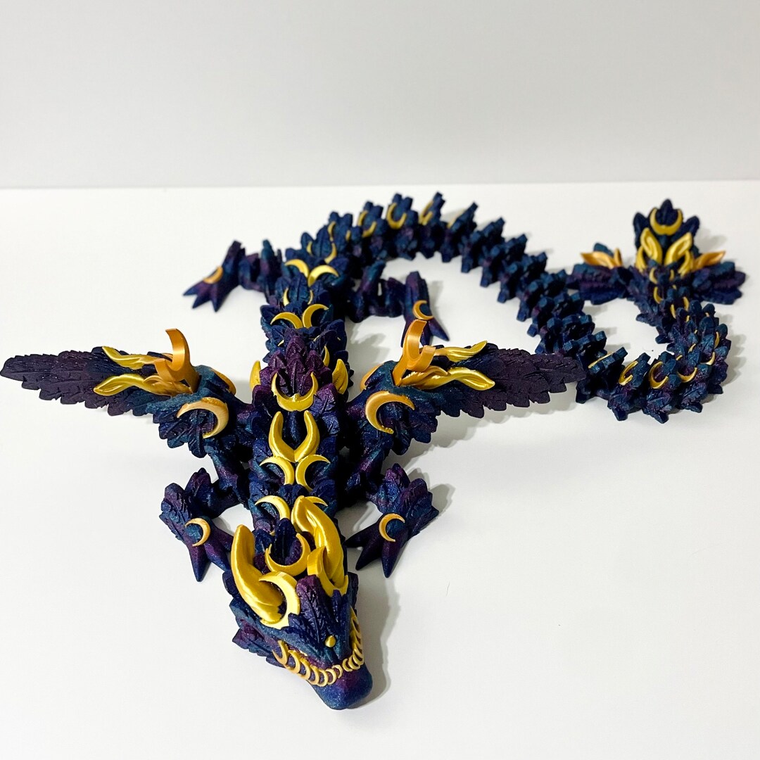 JUMBO Lunar Wing Dragon, 3D Printed Articulated Flexible Fidget Sensory ...