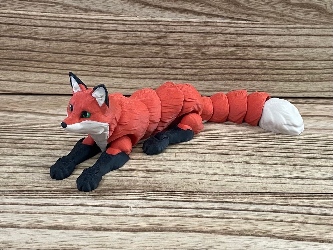 Large 3D Printed Fox Realistic Colors Flexible Articulated Animal Gift ...