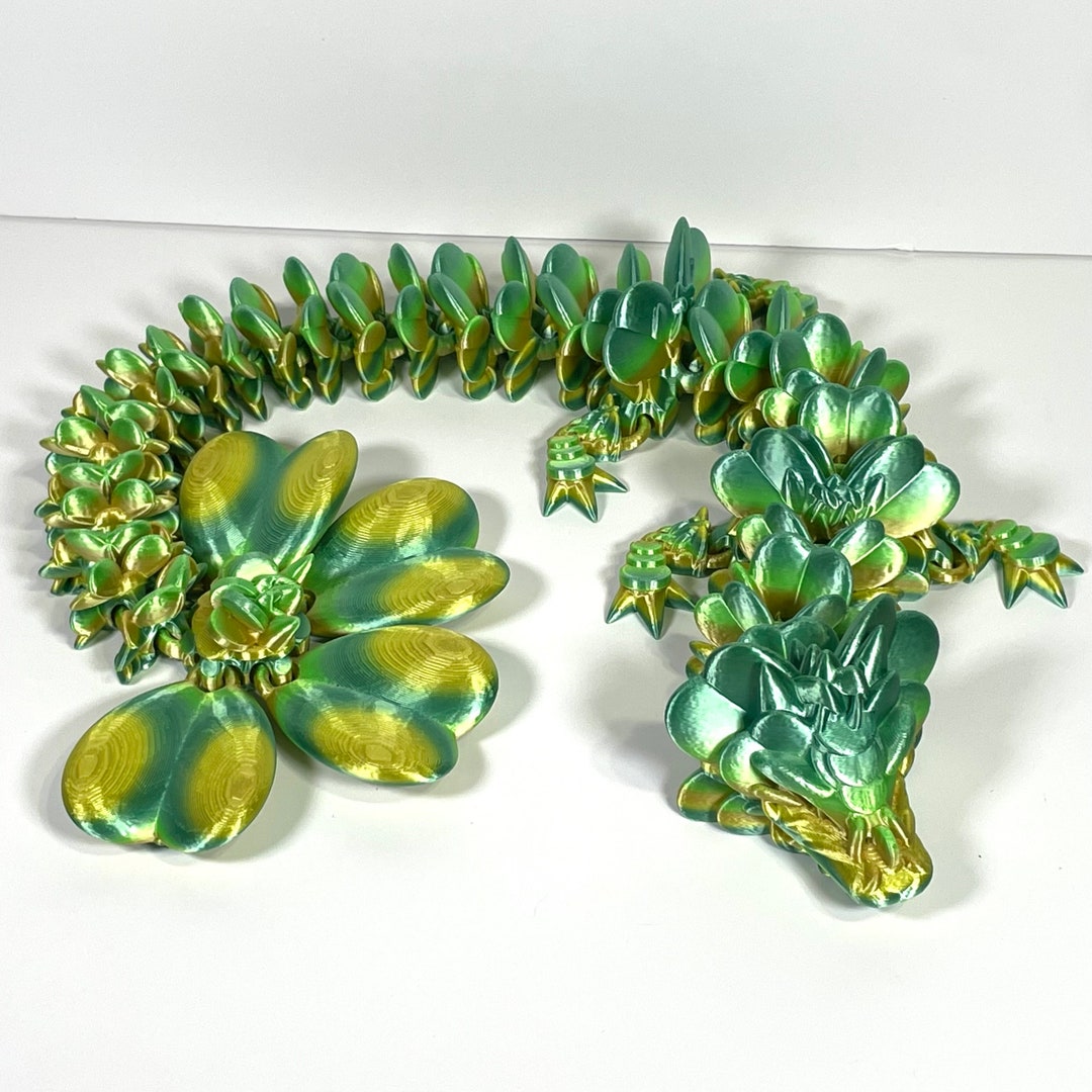 Large 3D Printed Dragon 24 Inches Long Shamrock Clover Leaf Dragon ...