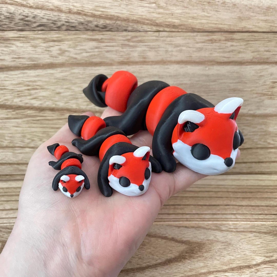 3D Printed Cute Red Panda, Chibi Kawaii Articulated Flexible Fidget ...