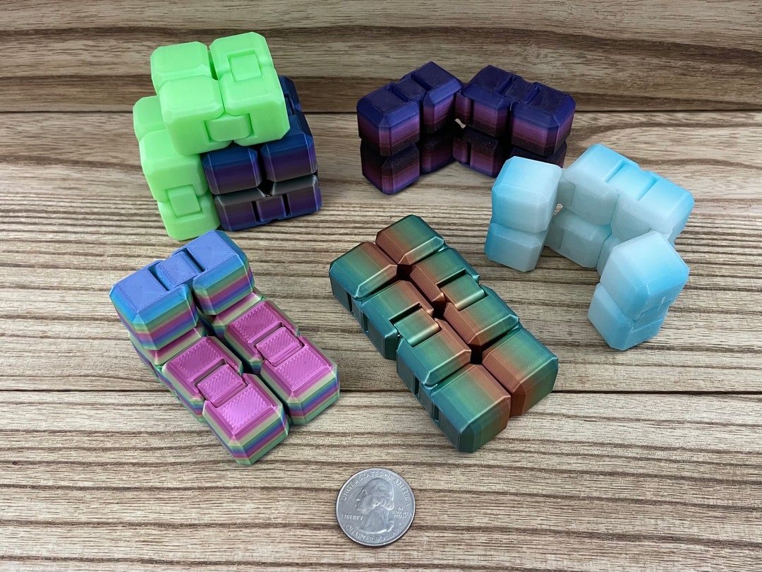 3D Printed Fidget Infinity Cube Custom Color | Flexible Sensory Desk ...