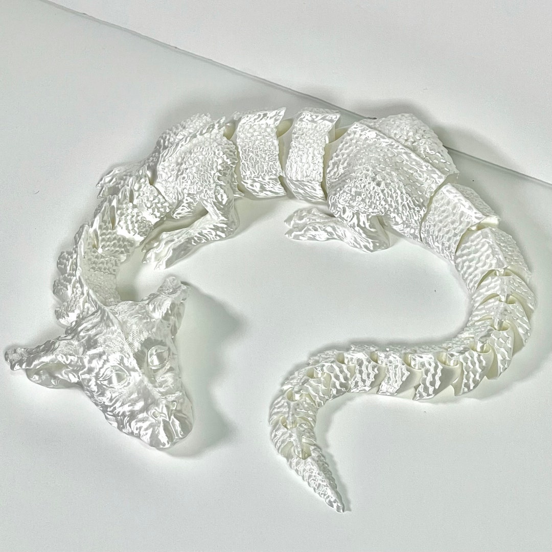 Falkor the Luck Dragon Dog 3D Printed Shiny White Friendly Dragon From ...