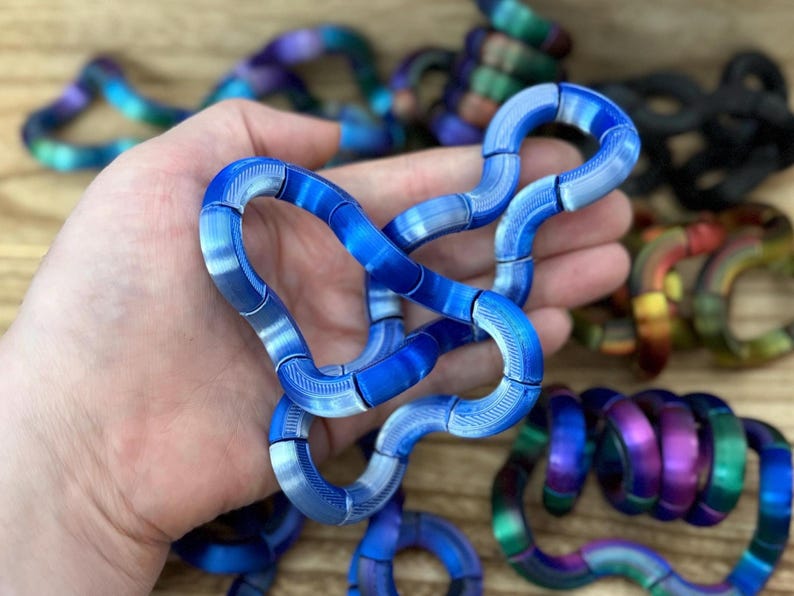 3D Printed Fidget Infinity Rope, Custom Color Iridescent Dual or Tri ...