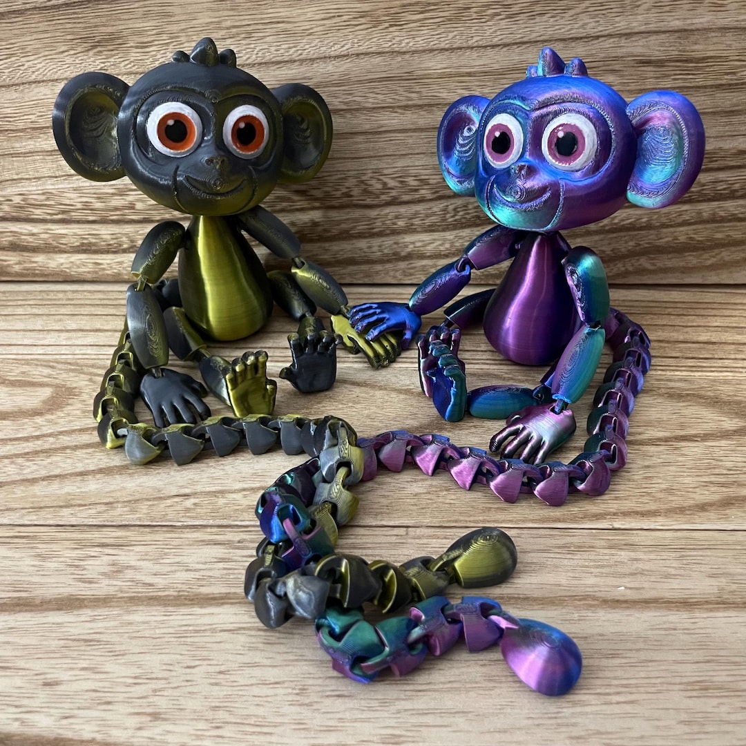 3D Printed Monkey With Long Tail, Custom Color Iridescent Dual or Tri ...