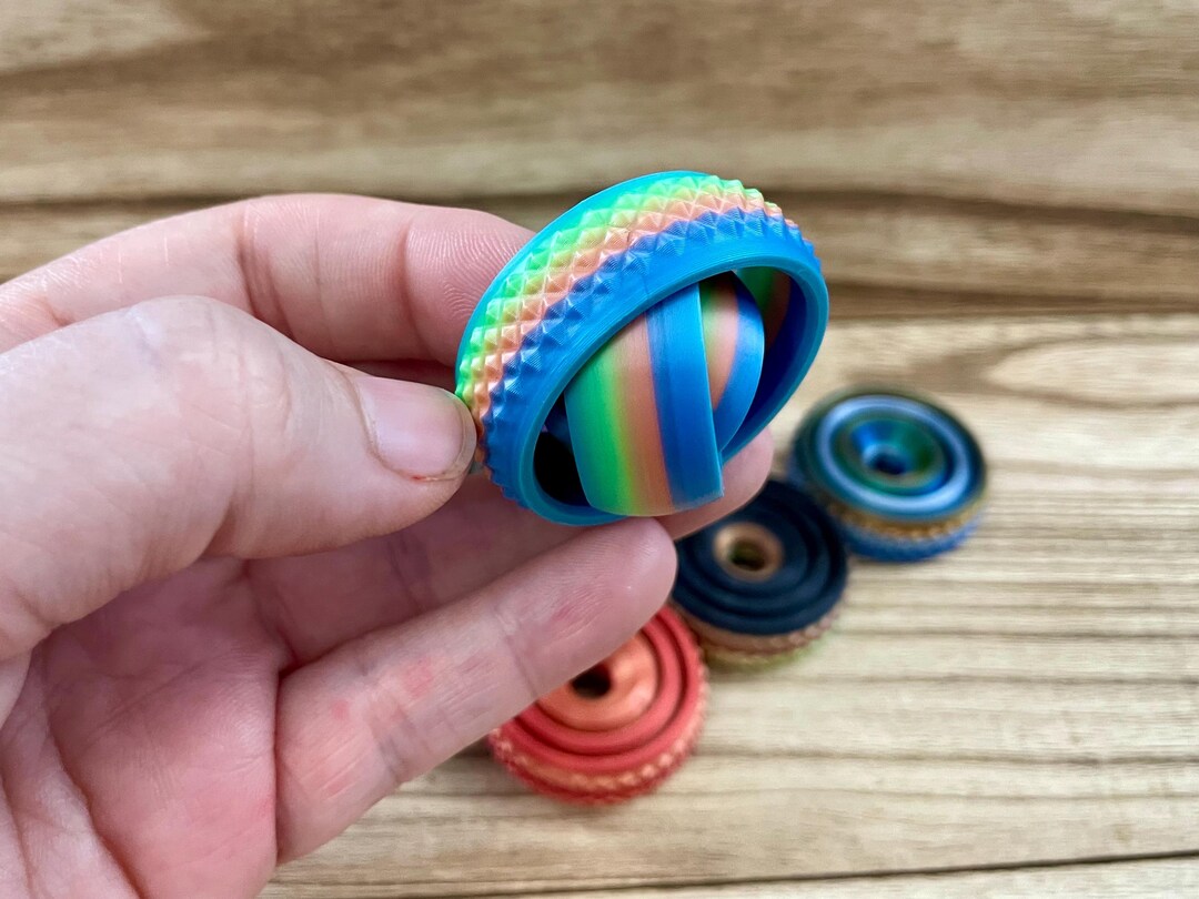 Gyro Spinner Textured Fidget Toy 3D Printed for ADHD or Stress Play and ...