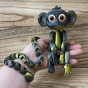 3D Printed Monkey With Long Tail, Custom Color Iridescent Dual or Tri ...