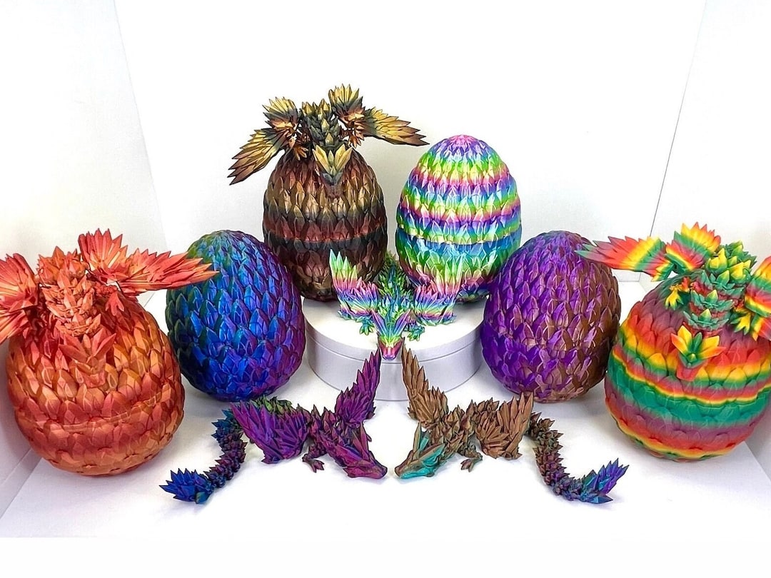 Dragon and Egg Matching Set, 3D Printed Crystal Wing Dragon With Scale ...