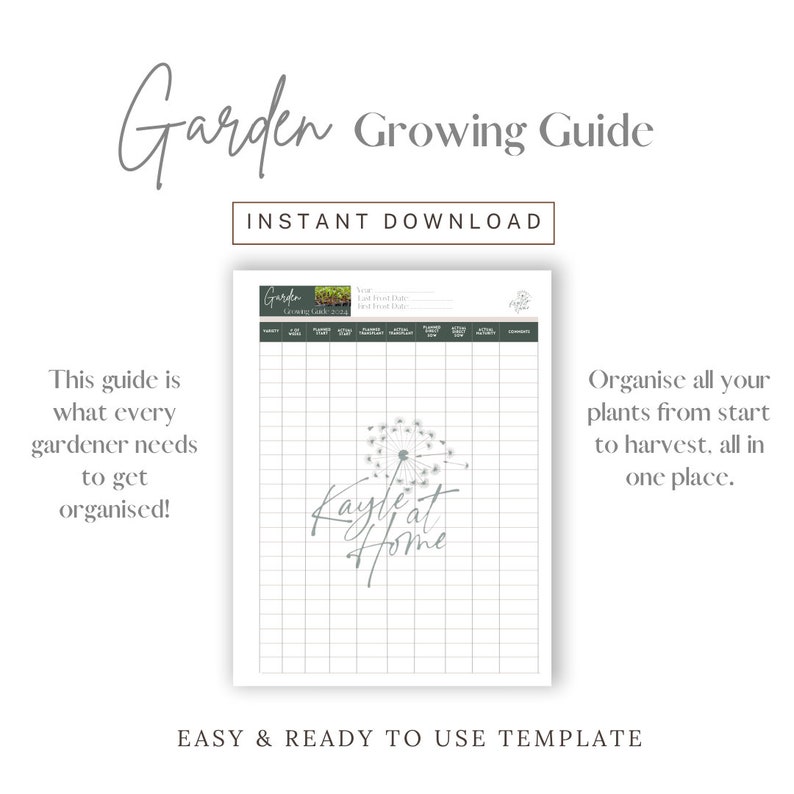 Garden Growing Guide Garden Plant Tracker Garden Planner Garden Tool ...
