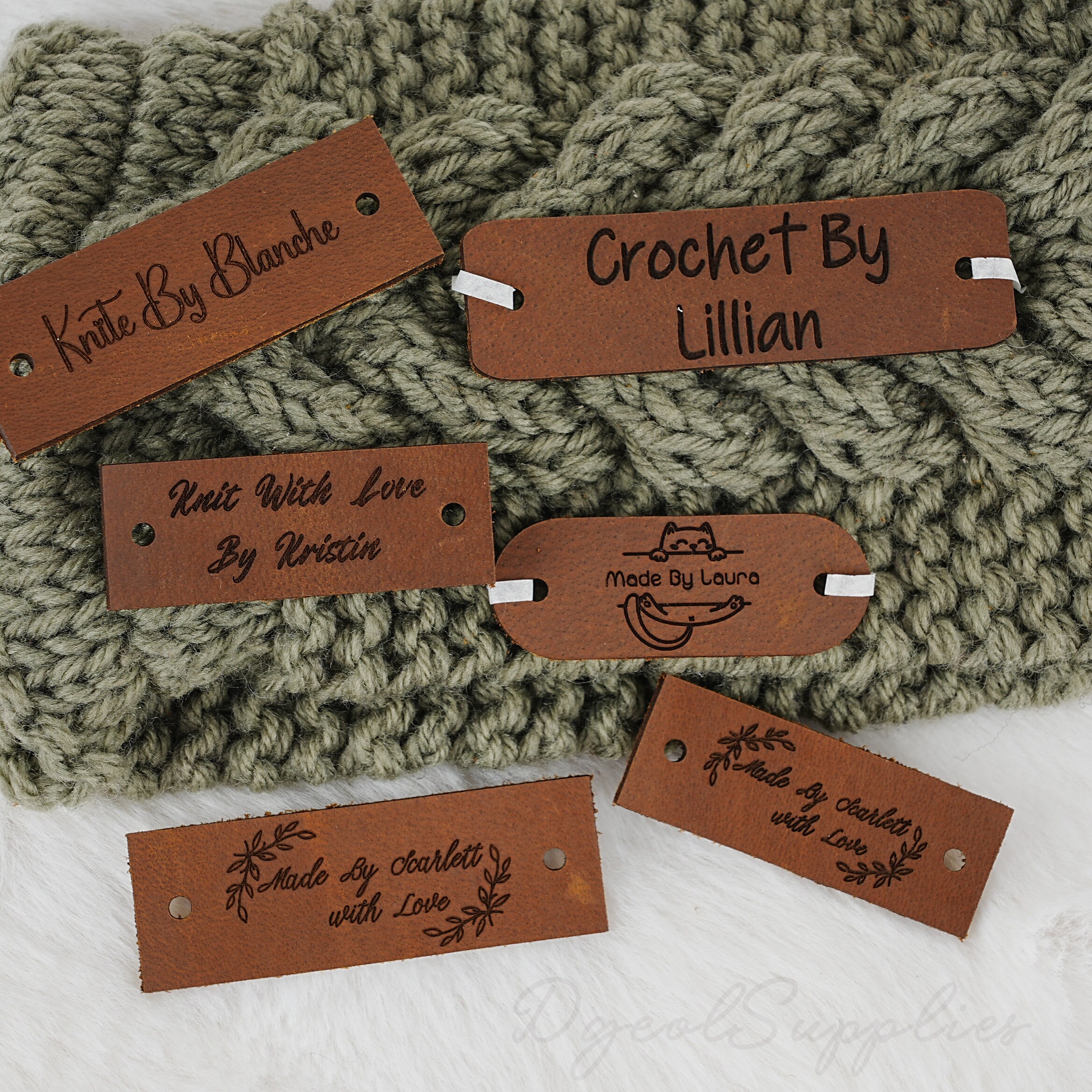 10pc Custom Leather Tag for Knitting and Crochet,leather Handmade Label ...