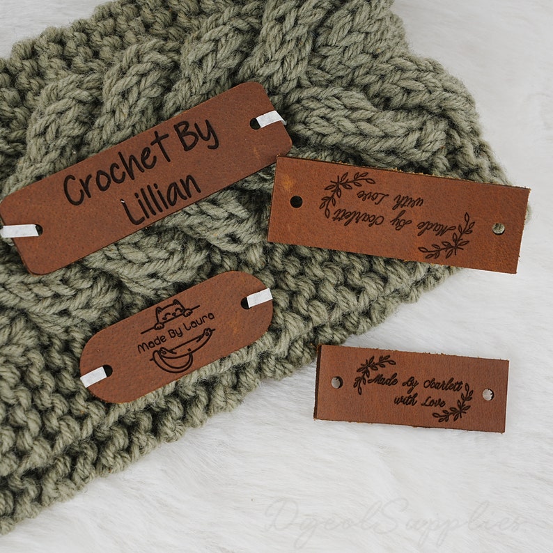 10pc Custom Leather Tag for Knitting and Crochet,leather Handmade Label ...