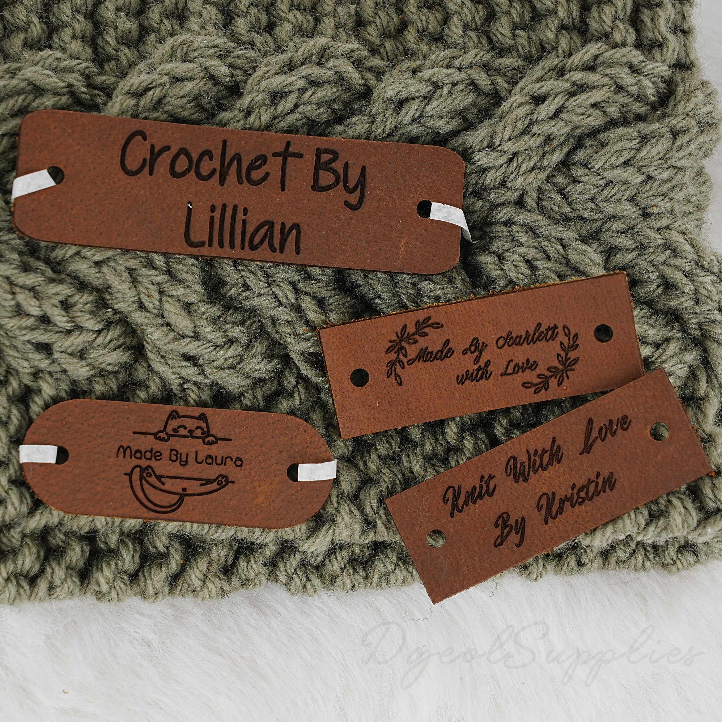 10pc Custom Leather Tag for Knitting and Crochet,leather Handmade Label ...