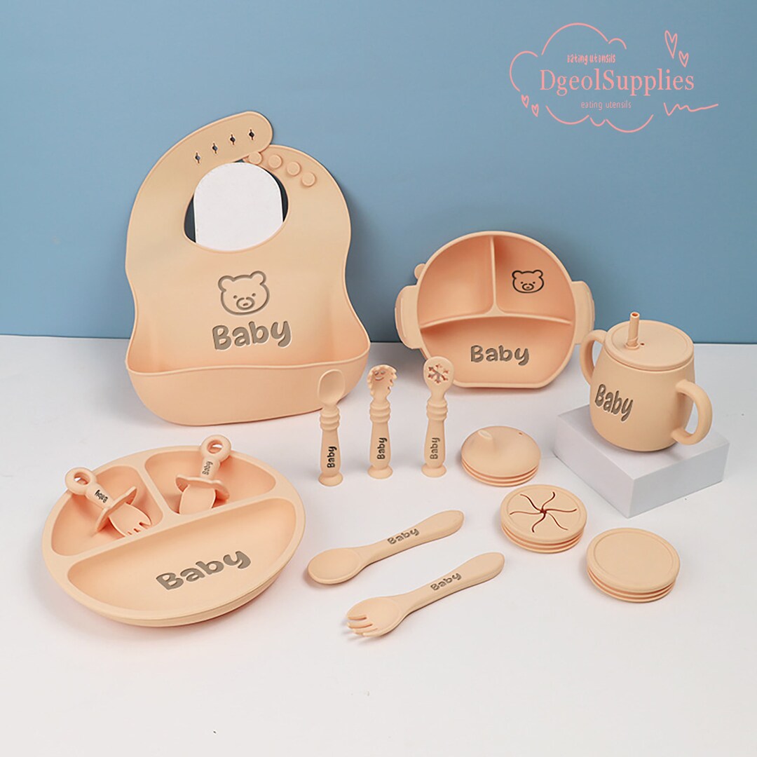 Set of 15custom Baby Eating Setsilicone Meal Setcustom Baby - Etsy