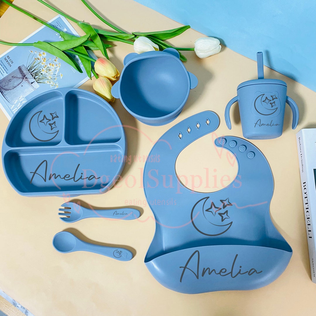 Set of 6,custom Baby Eating Set,baby's First Meal,personalized Cutlery ...