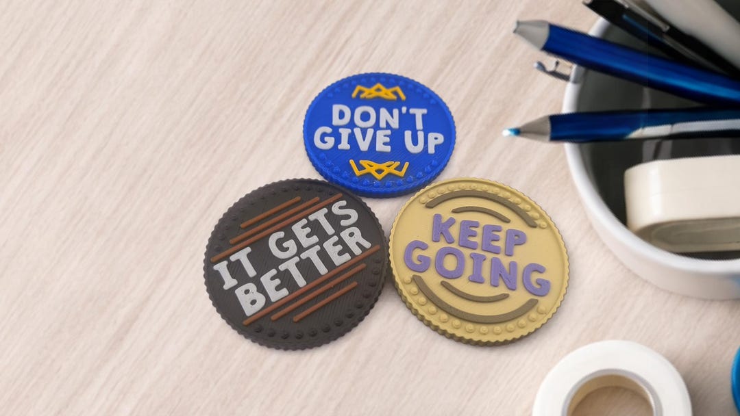3 Burnout Tokens for Emotional Support, Mental Health Gift Challenge ...