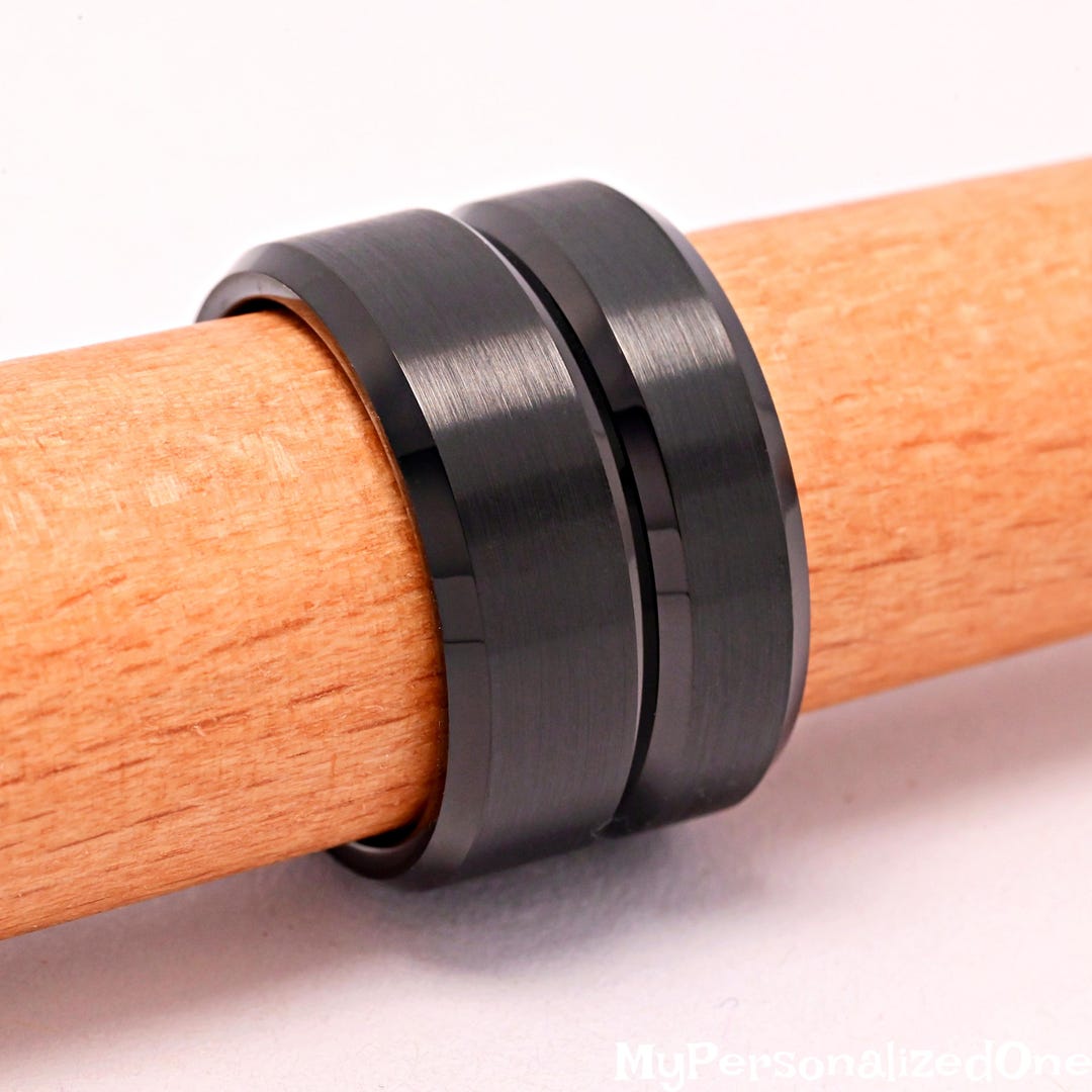 Simple Black Ring, Men's Black Wedding Band, Tungsten Black Ring, Ring for Him, Matte Black Ring ...